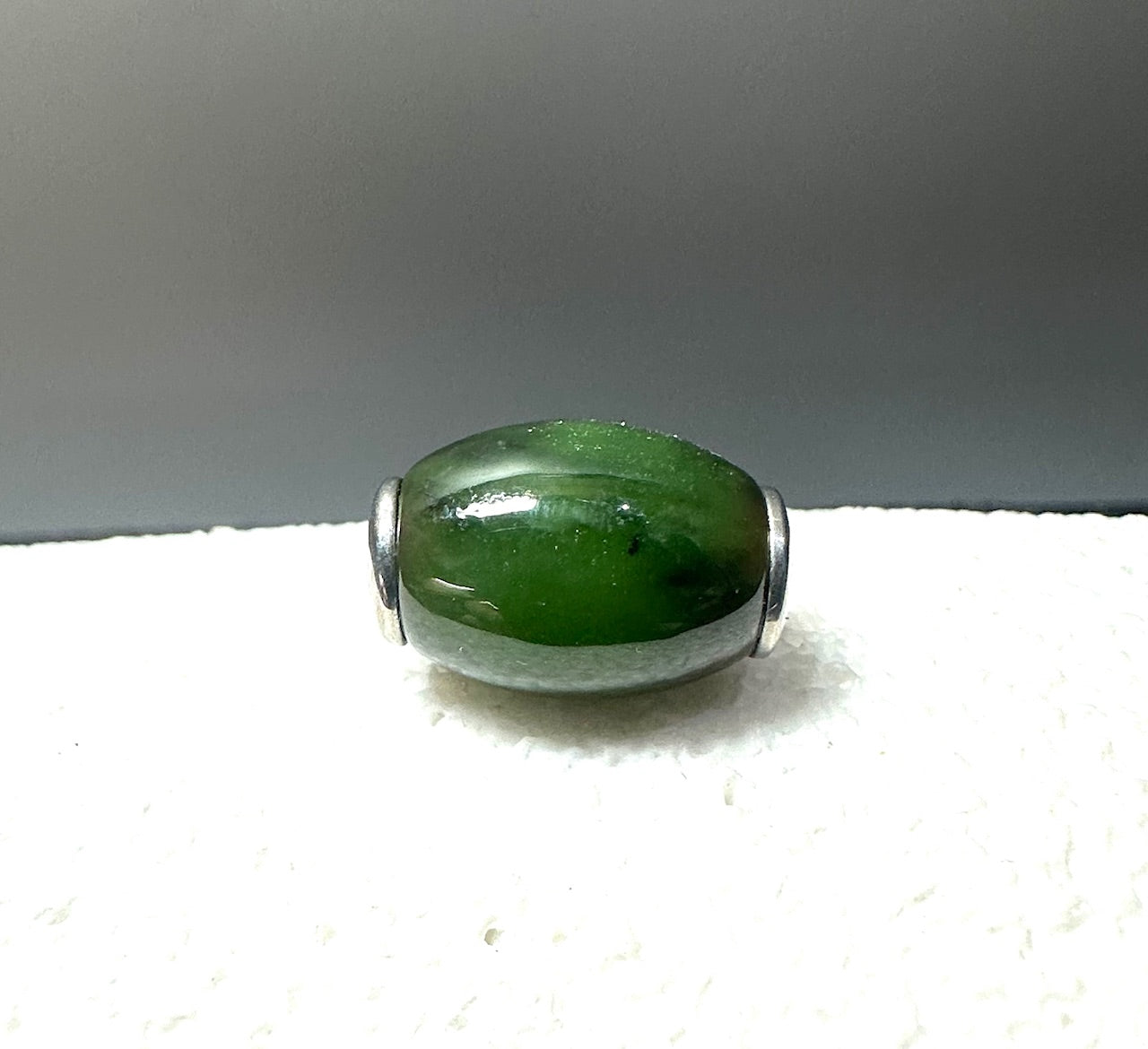 Canadian Nephrite Jade Bead with Metal 14*7.5mm - Authentic Jade - Real ...