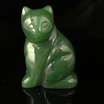 Canadian Nephrite Jade Cat Sitting Figurine, Cat Carving, Natural Jade ...