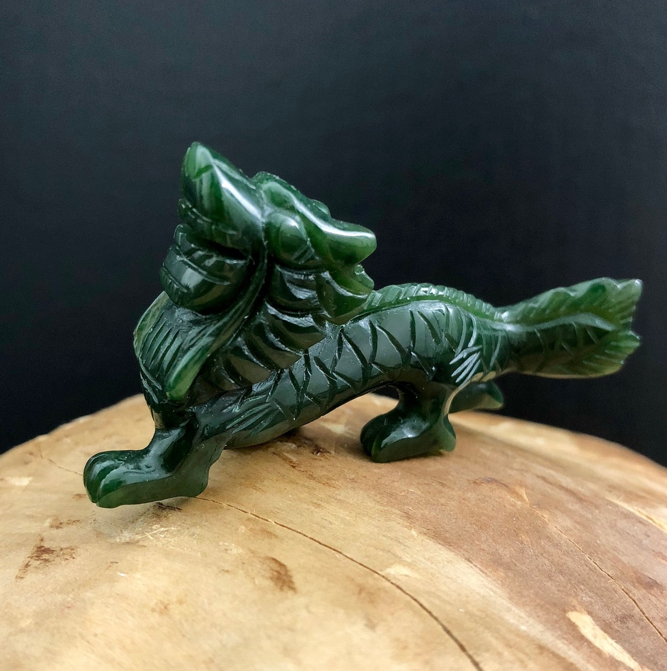 Canadian Nephrite Jade Dragon Figurine, Dragon Carving, Natural Jade ...
