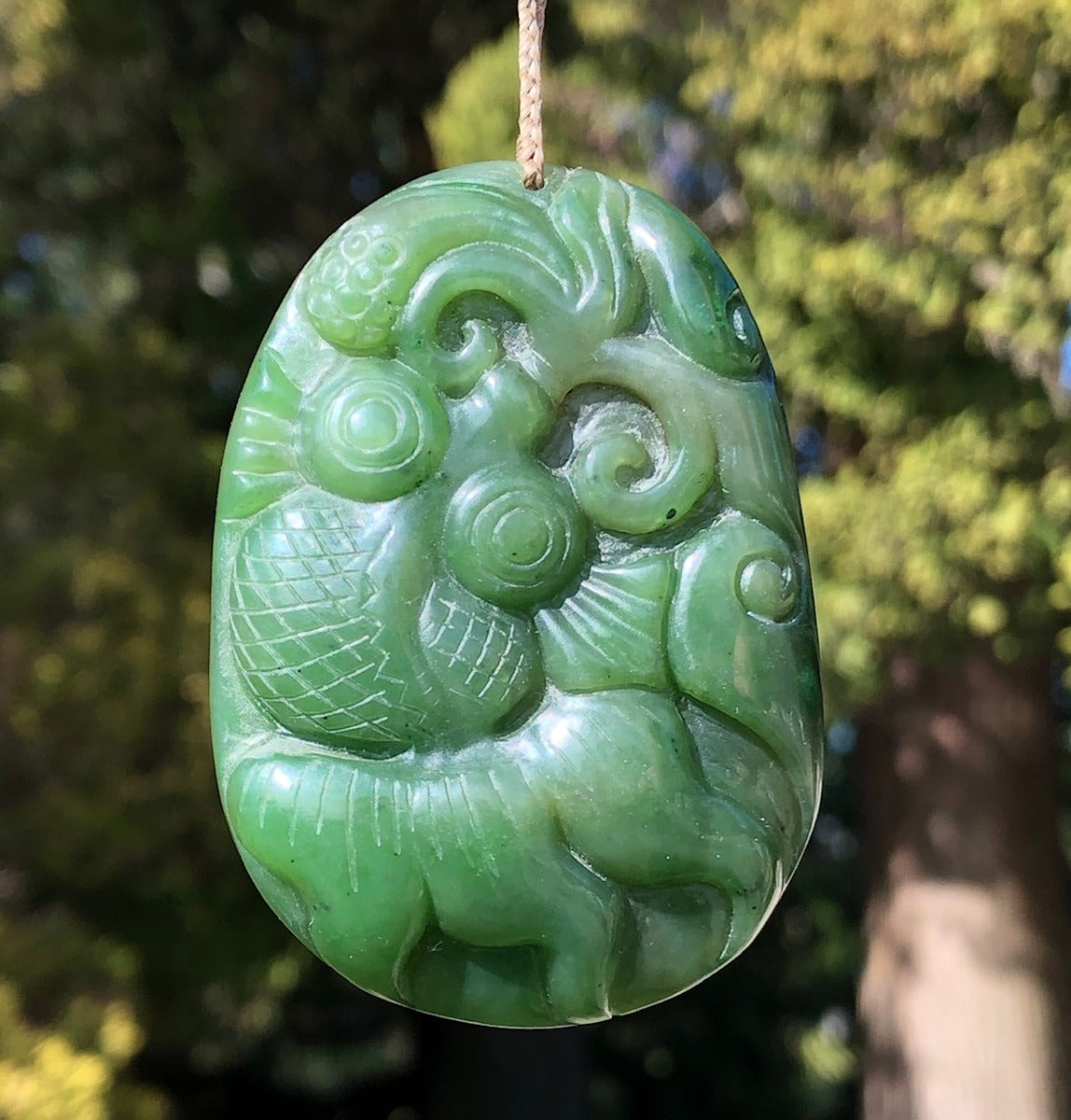 Large Canadian Nephrite Jade Goldfish Pendant - Jade Necklace, Real ...